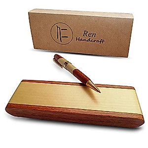Luxury Wooden Ballpoint Pen Gift Set with Business Pen Case Display, Nice Writing Pen with Box and Gel Ink Refills