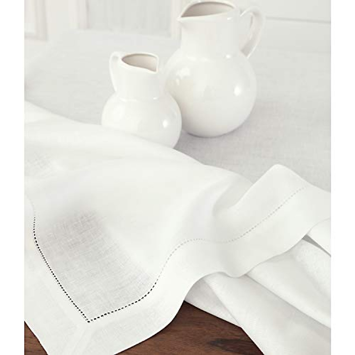 Solino Home Linen Tablecloth 60 x 144 Inch – 100% Pure Linen White Rectangle Tablecloth for Spring, Easter, Summer, Wedding, Party, Indoor, Outdoor – Classic Hemstitch, Handcrafted from European Flax