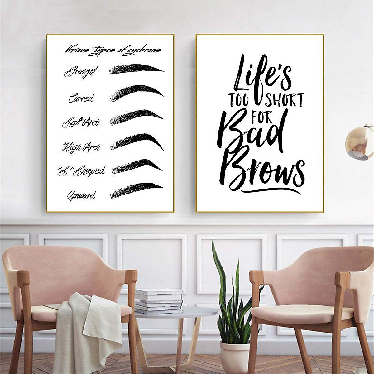 TWTQYC Motivational Quotes Art Canvas Poster Eyebrow Print Painting Fashion Wall Art Picture Make Up Poster Black and White Salon Decor -40x60cmx2 (No Frame)