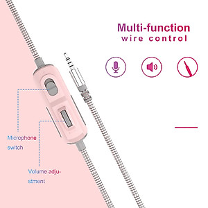 Anivia Headset Gaming Headsets - AH68S Wired Over Ear Headphone with Mic, Volume Control, Noise Isolating for Multi-Platform -Pink