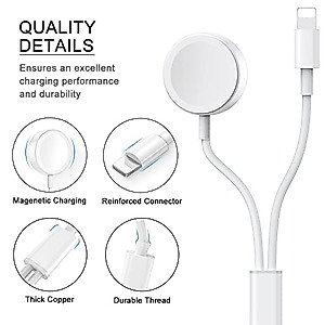 [Apple MFi Certified] for Apple Watch Charger Magnetic Charging Cable 4.9 ft/1.5m, 2 in 1 iPhone Watch Charger for Apple Watch Series SE/8/7/6/5/4/3/2/1 iPhone 14/13/12/11 Pro/Pro Max/XS Max/XS/XR