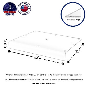 Clear Acrylic Cutting Board 12" x 11" with 1 Inch Lip Countertop Charcuterie Chopping Block and Several Rubber Bumpers by Marketing Holders