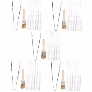 Yardwe 5 Sets Barbecue Tool Set Outdoor Barbecue Tools BBQ Grill Accessories Grilling Skewers Food Tong BBQ Grill Portable Grill Utensils Multifunction BBQ Needle Stainless Steel