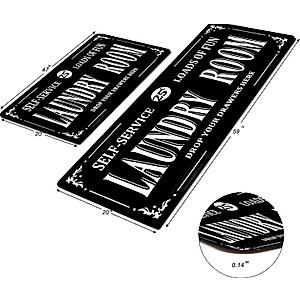 Laundry Room Rug Non Slip Floor mats Farmhouse Large Laundry Rugs for Laundry Room Mat Washer and Dryer Carpet Laundry Room Decor 20x59inch(Black1)