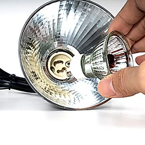 Reptile Light Fixture with 2 Packs Lighting Heat Lamps and 4" Halogen Mini Dome and Hanging Hook,Mounting Spring Clip for Terrarium Habitat Tank