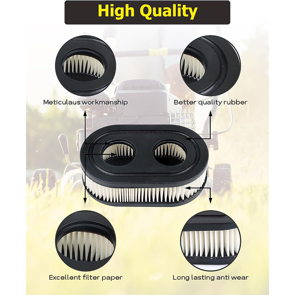 Cinkenyo 2 Pack 798452 798339 593260 334404 Lawn Mower Air Cleaner Cartridge Filter, Used on 4247 5432 500EX 550EX 575EX 625EX 675EXI 725EXI Series Engine Lawn Mower Air Filter