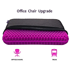 Sbriun Extra Thick Gel Seat Cushion Pillow - Enhanced Double Office Chair Car Egg Seat Cushion Pillow for Back, Coccyx & Tailbone Pain Relief Pad - Pressure Reducing Honeycomb Designed for Comfort
