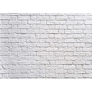 SJOLOON White Brick Wall Backdrop White Brick Photo Backdrop Thin Vinyl Photography Backdrop Background Studio Prop 10931(7x5FT)