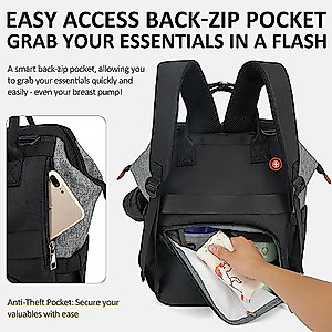 ROSEGIN Diaper Bag Backpack with Changing Pad, Pacifier Case - Black Gray Baby Bags for Girl Boy Newborn Unisex Infant Toddler - Baby Travel Bag for Mom Dad - Baby Shower, 30L Large Capacity