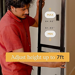 Hakuna Pets Patio Pet Door Screen Insert Panel for Sliding Doors, Fits Door Track Min Ht 61.02" to Max Ht 84.25", UV Resistant Mesh, Locking Magnetic Dog Door, Easy Install and Removal, Medium, Black