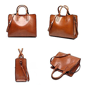 Nevenka Women's Top-handle Cross Body Handbag Middle Size Leather Tote Bag Purse (Green)