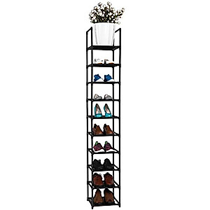 FIDUCIAL HOME 10 Tiers Shoe Rack Space Saving Vertical Single Pairs Sturdy Shoe Shelf Storage Organizer