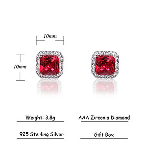 CHERUBIC Women's 925 Sterling Silver Stud Earrings AAA Cubic Zircon Square Halo Stud Earrings Crystal Jewelry Gift For Women