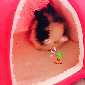 FLAdorepet Rabbit Guinea Pig Hamster House Bed Cute Small Animal Pet Winter Warm Squirrel Hedgehog Chinchilla House Cage Nest Hamster Accessories (9x9x10 Inch (Pack of 1), A-Red)