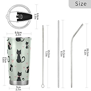 Amooorous Cartoon Cute Black Cat Stainless Steel vacuum insulated water bottle with Straw Lid coffee mug travel for School, Sports, Daycare, Camp & More leakproof 20oz insulated tumbler botellas para
