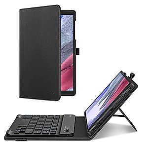 Fintie Folio Keyboard Case for Samsung Galaxy Tab A7 Lite 8.7 Inch 2021 Model (SM-T220/T225/T227), Premium Vegan Leather Smart Stand Back Cover w/Removable Wireless Bluetooth Keyboard, Black