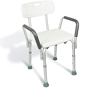 Vive Shower Chair with Arms & Back - Small, Narrow, Medical, Universal Bath Tub Transfer Bench - Safe Adjustable Handicap Stool for Inside Bathtub, Bathroom - Rotating Safety Sliding