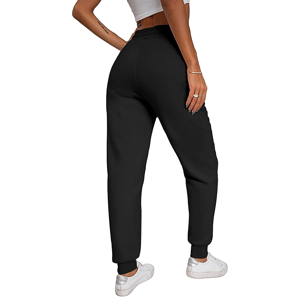 Yeokou Women's Warm Sherpa Lined Athletic Sweatpants Jogger Fleece Pants (X-Large, Black)