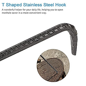 DOITOOL Stainless Steel T Hook Manhole Cover Hook T- Handle Meat Boning Hook Spring Pull Hook Lift Hooks for Kitchen Butcher Shop Restaurant BBQ Tool