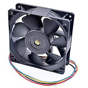 HVVH Dual Ball Bearings High Speed Durable 4 Pin DC 12V 5A 7000 RPM Cooling Fan Brushless Replacement Case Fan for Antminer Bitmain S7 S9 D3 L3 E9 T9 etc All BTC Miner Server (5A 7000RPM)
