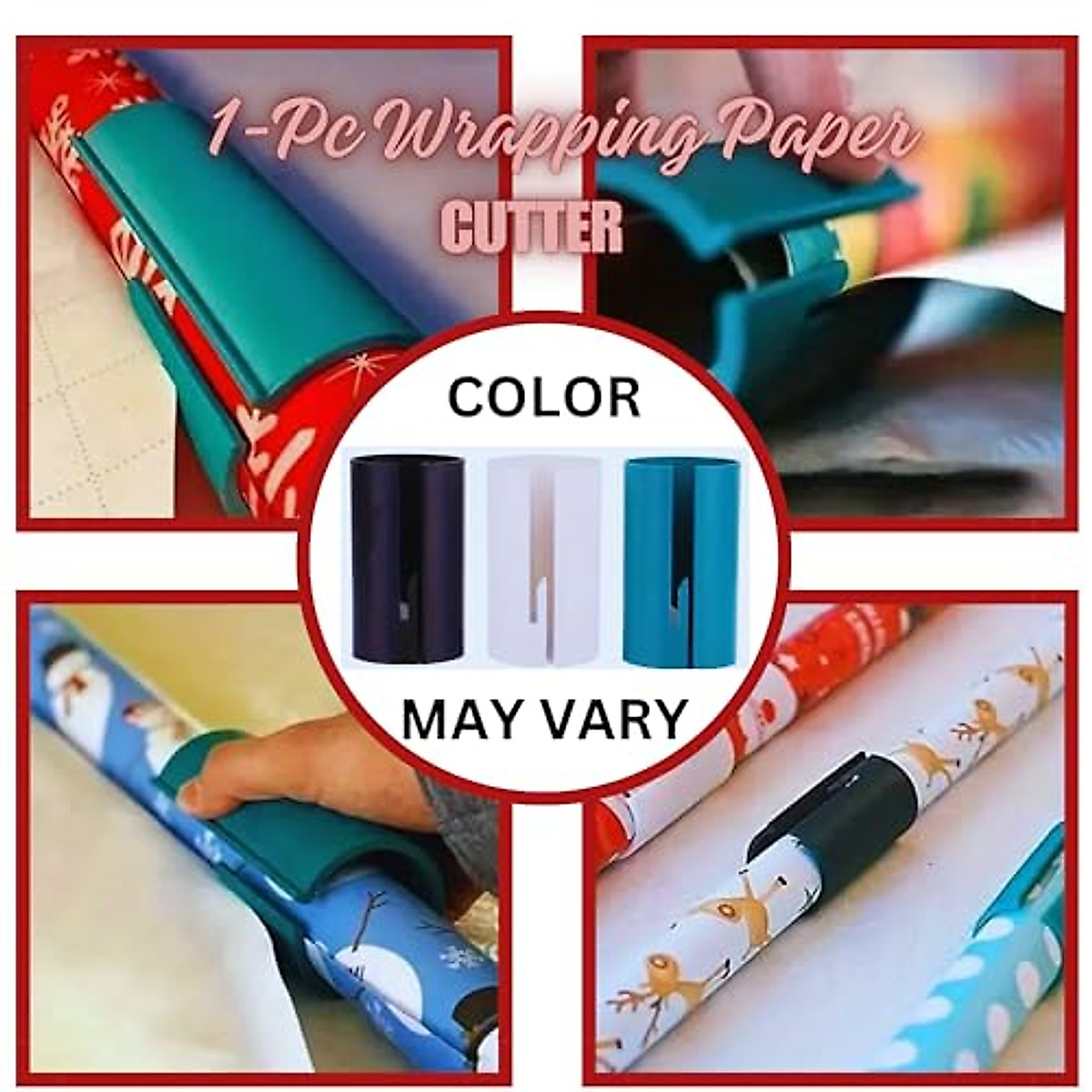 Ja'cor Encanto Christmas Wrapping Paper 2 Rolls 40 Sq Ft Total, Red Gift Wrap for Birthday Holiday Thanksgiving Presents Party Supplies All Occasion Bundle with 1-Mini Wrapping Paper Cutter