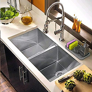 ETSAMOR Silicone Organizer Tray Gray Non Slip Heat Resistant Multi-use Sink Organizer Sponge brush Soap Dispenser Srubber Toothbrush and Other Accessories Organizer