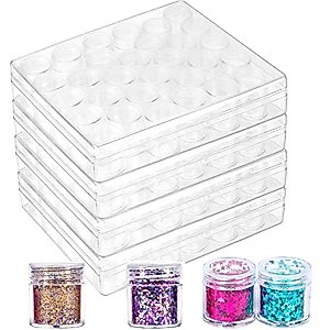 ZEONHEI 4 Pack 30 Jars Embroidery Diamond Painting Storage Containers, Clear Rhinestone Storage Containers with Lids and Stickers, Bead Storage Containers Glitter Organizers for Diamond Art Supplies
