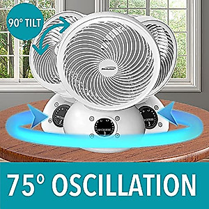 Brentwood 3-Speed Quiet Oscillating Air Circulator Desktop Fan White (6-Inch with Remote)