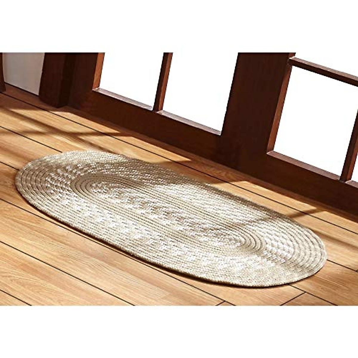 Better Trends Newport Braid Collection is Durable and Stain Resistant Reversible Indoor Utility Rug 100% Polypropylene in Vibrant Colors, 22" x 40" Oval, Tan