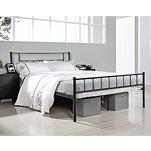 12 Inch Platform Queen Bed Frame with Headboard, Heavy Duty Bed Frame Queen Size Metal Bed Frame with Storage, Mattress Foundation Bed Frames No Box Spring Needed, Under Bed Storage, Noise-Free, Black
