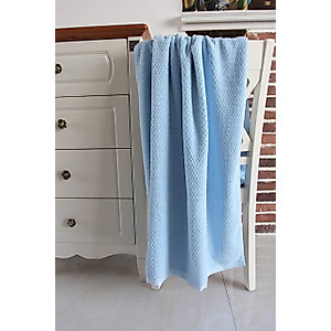 Everplush Diamond Jacquard Quick Dry Bath Towel, 1 Pack, Aquamarine (Light Blue)