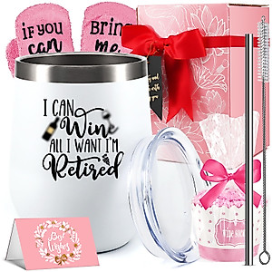 Funny Retirement Gifts Set Wine Tumbler 12 oz For Women - Humorous Gifts For Retired Coworkers - Unique I'm Retired Wine Cup With Funny Saying - Happy Retirement Gifts Decoration 2023