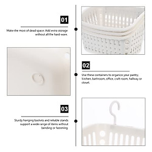 Zerodeko 3Pcs Plastic Hanging Shower Baskets, Waterproof Shower Caddy with Hooks, Storage Hanger Baskets Bathroom Sundries Holders Kitchen Cabinet Organizer Basket