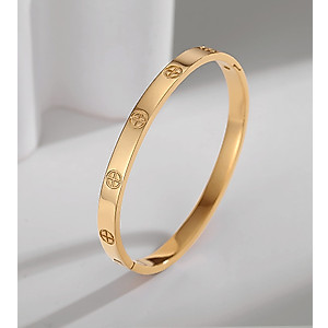 RIMRIVA Gold Bangle Bracelets for Women Trendy Stack Cross Bracelet Love Bangle Friendship Stainless Steel Jewelry Anniversary Graduation Birthday Wedding Christmas Gift Stocking Stuffers Women