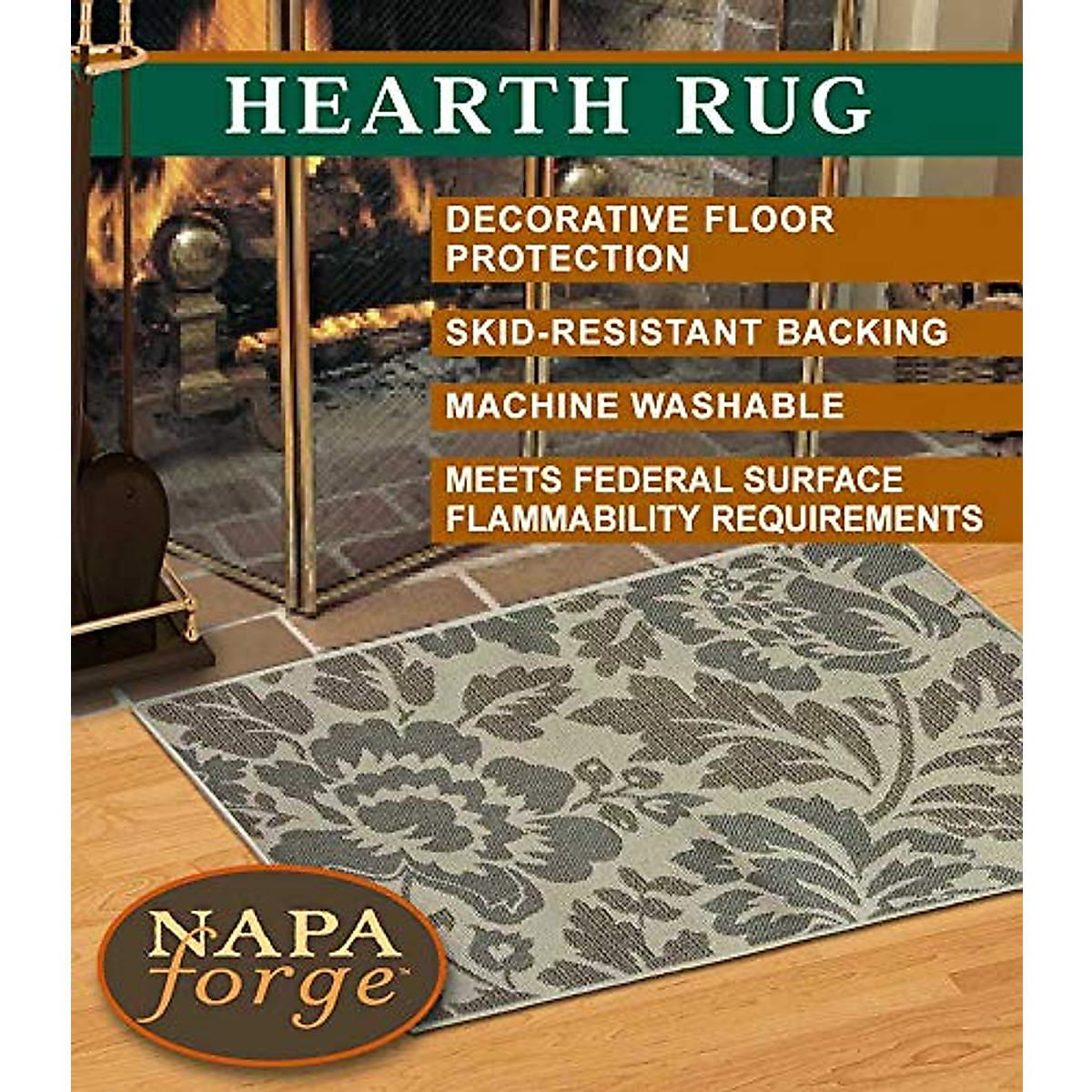 Pilgrim Home and Hearth Pilgrim 19649-1 Fireplace Hearth Rug, 46" 28", Beautiful