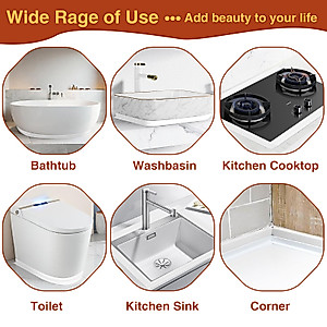 Kiskyfit 3 Roll White Caulk Tape Sealant Strip, Self-Adhesive Sealing Tape with Caulking Tool for Kitchen Countertop,tub Surround,Toilet Base,Bathtub Sink Edge Protector(1.5' x 10.5Ft)