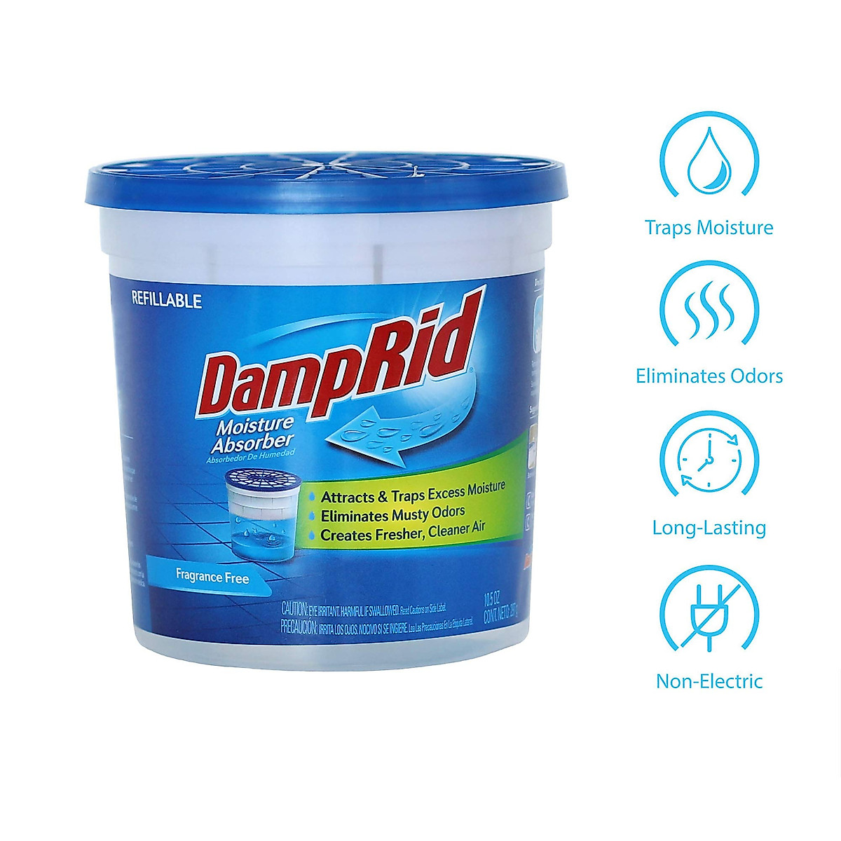 DampRid Fragrance Free Refillable Moisture Absorber - 10.5oz cup – Traps Moisture for Fresher, Cleaner Air