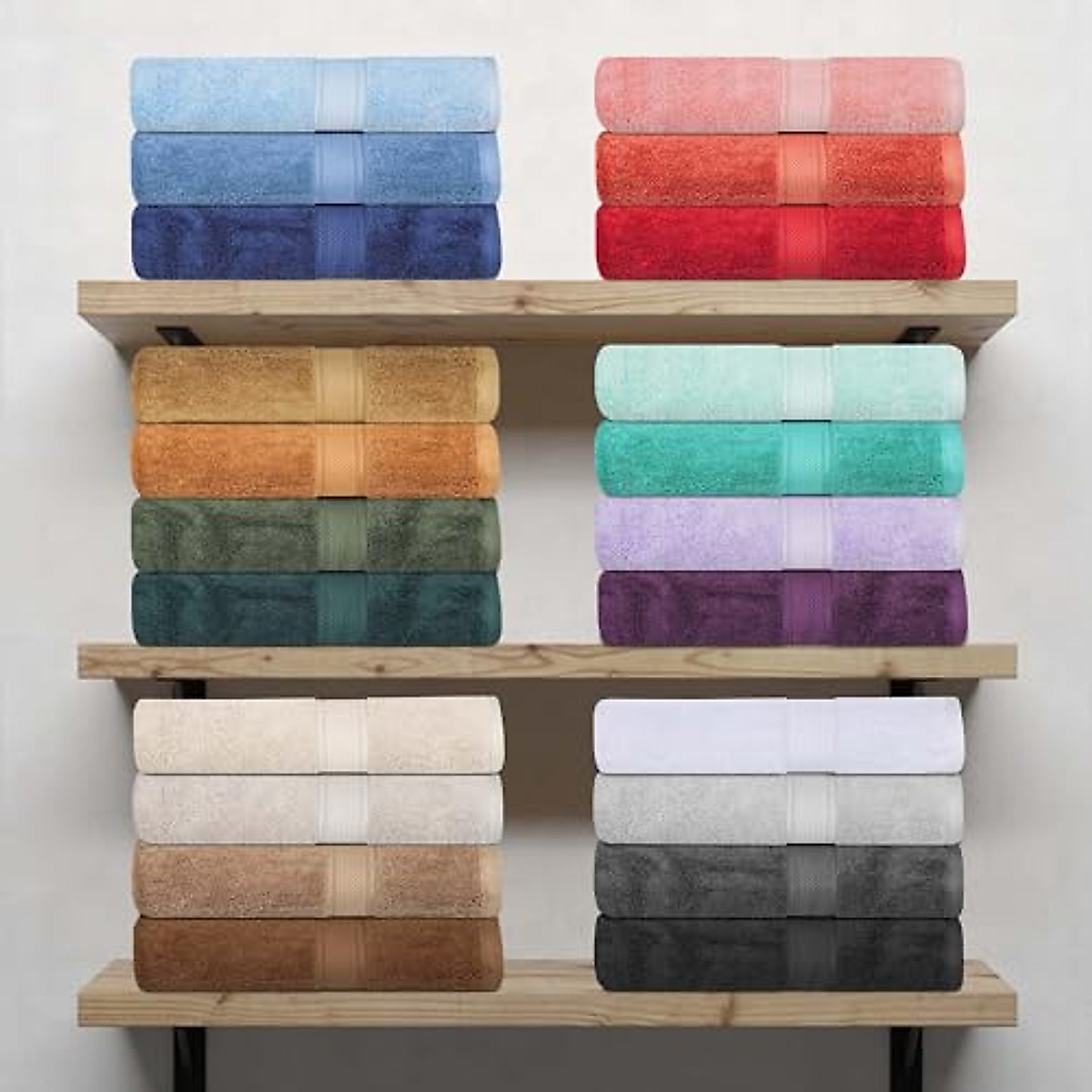 Superior Egyptian Cotton Pile 6 Piece Towel Set, Includes 2 Bath, 2 Hand, 2 Face Towels/Washcloths, Ultra Soft Luxury Towels, Thick Plush Essentials, Guest Bath, Spa, Hotel Bathroom, White