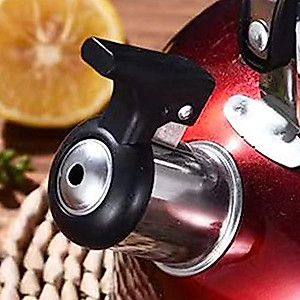 Whistling Tea Kettle, Red Stovetop Teapot, 3 Liter Whistling Tea Kettle, Loud Whistle, Food Grade Stainless Steel Teapot with Anti Slip Handle, for Tea, Coffee, Milk