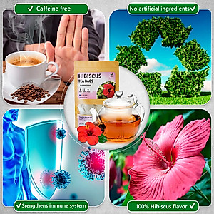 TeaDreamTea Hibiscus Tea Bags | 100 Bleach-Free Tea Bags | Caffeine Free | Dried Hibiscus Flowers | Hibiscus Flower Tea | Dried Flower Tea | Brew Hot or Iced |Herbal Hibiscus Tea