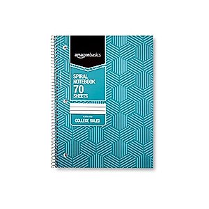 Amazon Basics College Ruled Wirebound Spiral Notebook, 70 Sheet - 5-Pack, Assorted Sunburst Pattern Colors
