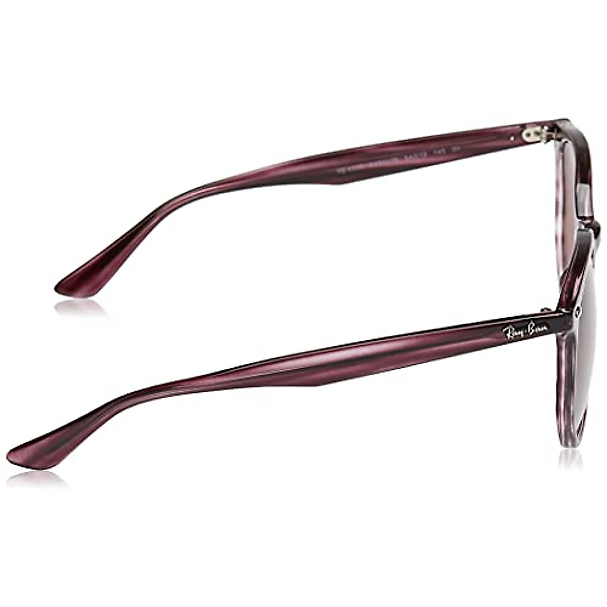 Ray-Ban RB4306 Hexagonal Sunglasses, Striped Bordeaux Havana/Dark Violet, 54 mm