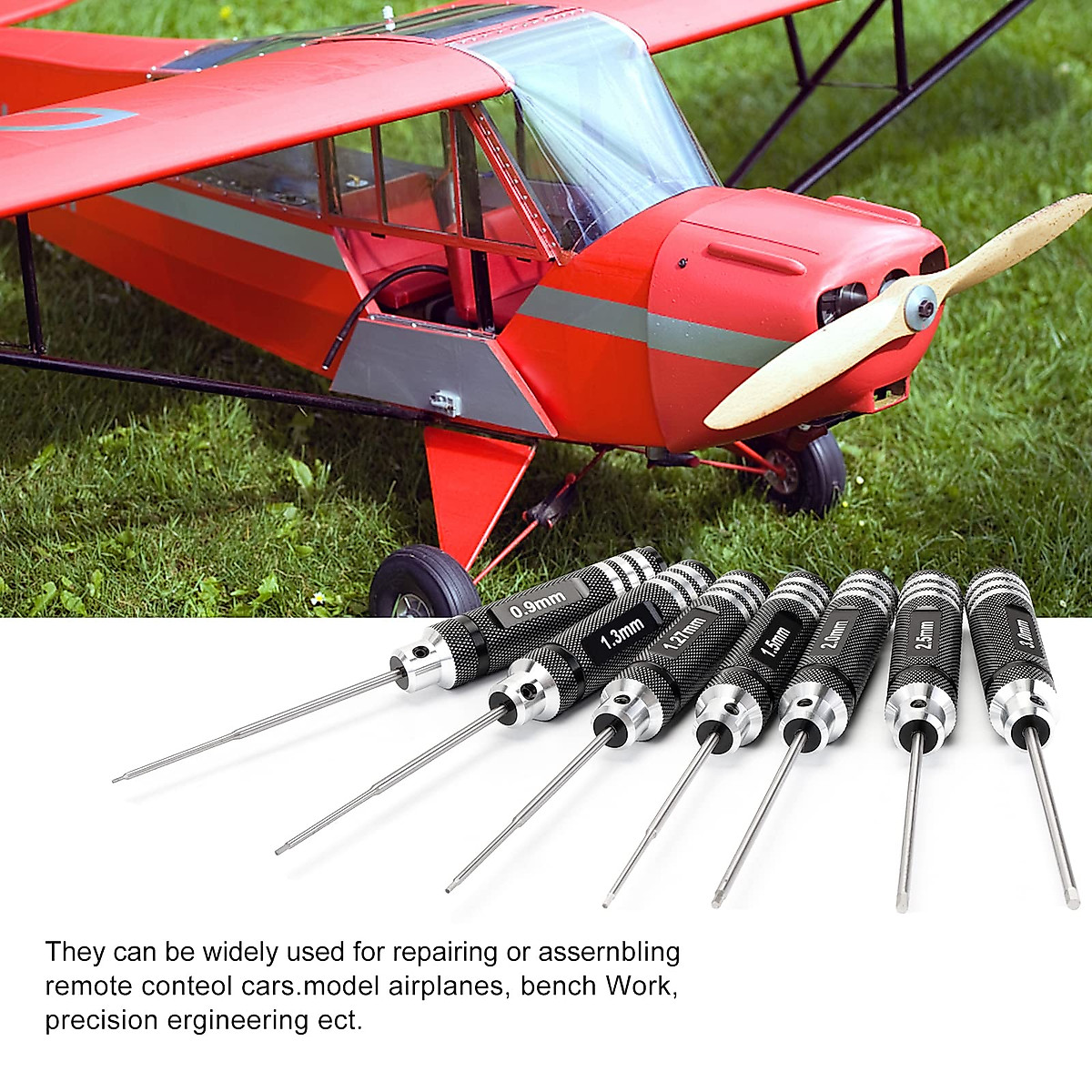 RC Hex Driver Set - 7pcs Hex Allen Screwdriver Kit 0.9mm/1.27mm/1.3mm/1.5mm/2.0mm/2.5mm/3.0mm Allen Wrench Set Key Driver Repair Tools for Traxxas RC Car Drone Multi-Axis Helicopter RC Models