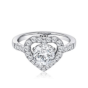 SISGEM 1.45 Carat (ctw) Moissanite Heart Engagement Ring for Women 10K 14k 18K Real Gold Wedding Ring with Engraved Name,Wedding Anniversary Ring (14K Gold)