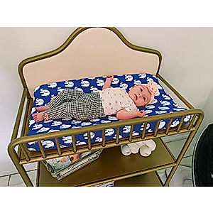 Changing Pad Cover – Premium Baby Changing Pad Covers 4 Pack – Boy or Girl Changing Pad Cover – Pure Jersey Machine Washable Navy and White Changing Table Cover – Diaper Changing Pad Cover Sheets