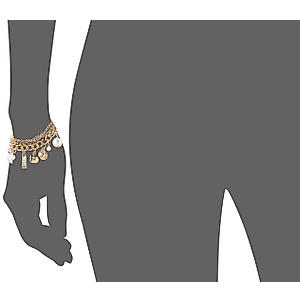 Fashion Jewelry designer inspired statement gold tone chain boho chic charm bracelet for women (Clover)