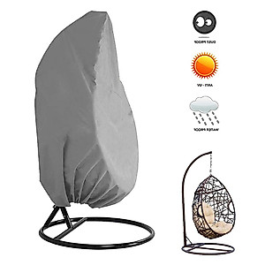 Patio Hanging Egg Chair Cover Heavy Duty Waterproof Patio Outdoor Wicker Swing Seat Cover Chair Garden Furniture Protective Cover UV Resistant 75 x 45inch (Grey)