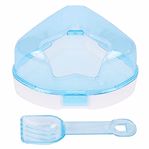 Scicalife Pet Hamster Sand Bathroom, Hamster Sand Bath Container, Large in Blue Plastic Sand Bath Container with Scoop Hamster Sandbox for Hamster Small Pet
