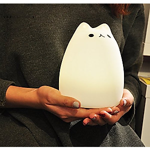 MOEBULB Children Night Light 7 Colorful Silicon Cute Cat LED Night Light Lamp USB Rechargeable Desk Light for Baby Kids Bedside Bedroom Children Study lamp