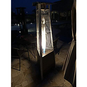 Hiland HLDS01-MGTHG Quartz Glass Tube Patio Heater w/Wheels, 40,000 BTU, Pyramid, Hammered Bronze